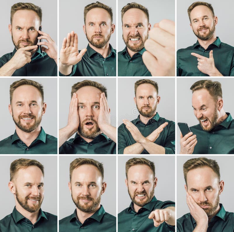 Set of Handsome Man with Different Emotions and Gestures Stock Image ... Set of Handsome Man with Different Emotions and Gestures Stock Image ...