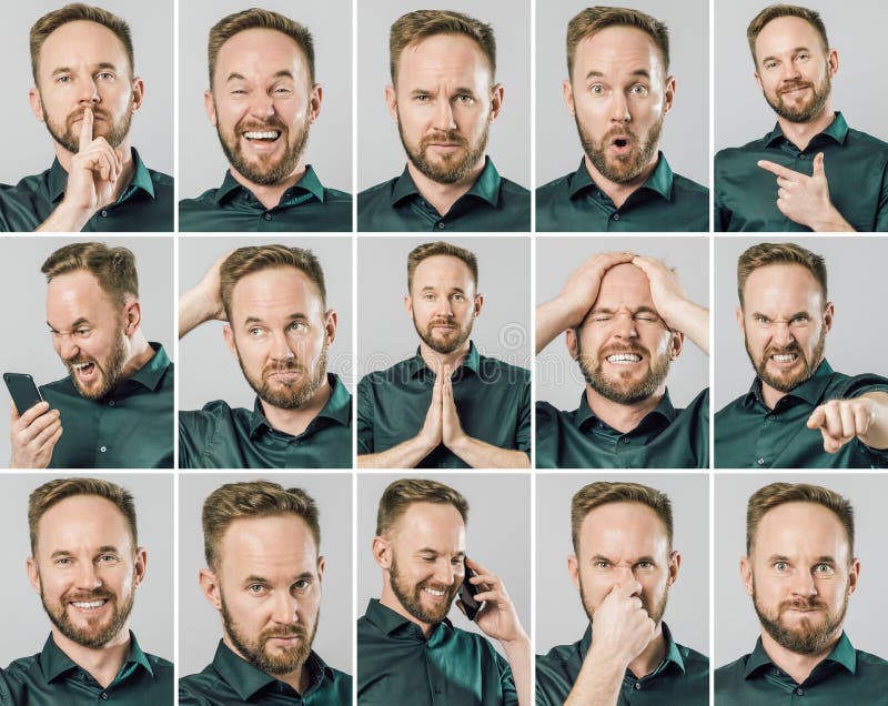 Set of Handsome Man with Different Emotions and Gestures Stock Photo ... Set of Handsome Man with Different Emotions and Gestures Stock Photo ...