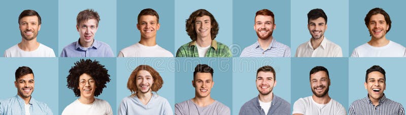 Set of Handsome Smiling and Laughing Multiracial Men Stock Image ...