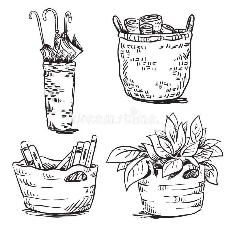 Line Interior Sketch, Modern Laundry Room, Black and White Drawing ...