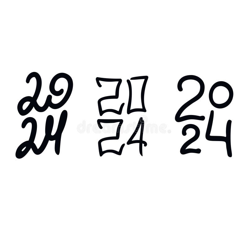 Set of 2024 Font. Isolated Typography Vertical Bold Text. Vector ...