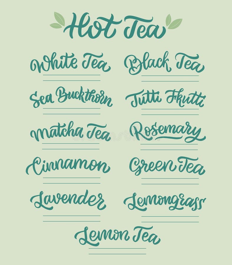 Set of Handwritten Lettering Hot Tea. the Collection Calligraphic ...