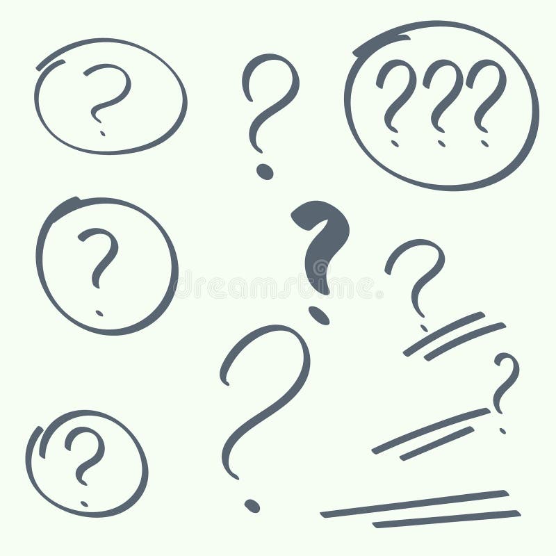 Set of Handwritten Question Marks Stock Vector - Illustration of query ...