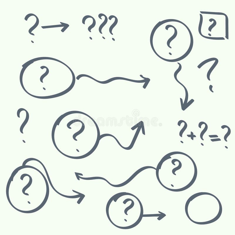 Set of Handwritten Question Marks Stock Vector - Illustration of help ...