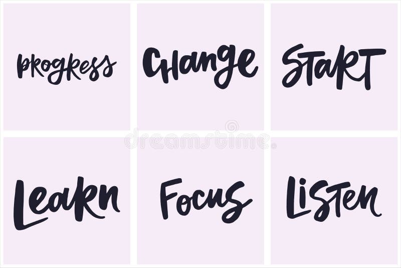 Set of Handwritten Words about Learning. Stock Vector - Illustration of ...