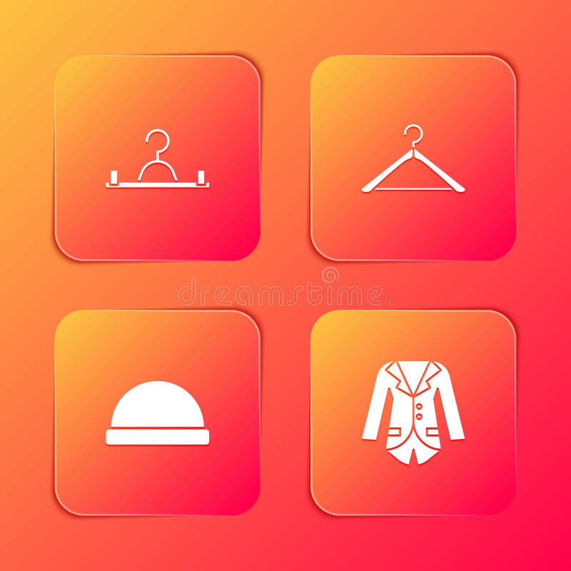 Set Hanger Wardrobe, , Beanie Hat and Blazer or Jacket Icon. Vector ...