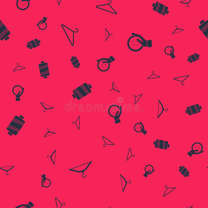 Set Hanger Wardrobe, , Sewing Thread and Button on Seamless Pattern ...