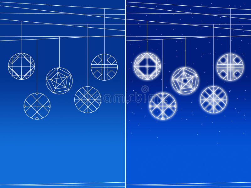 Set Of Hanging Balls On Bluish Background Stock Illustration ...