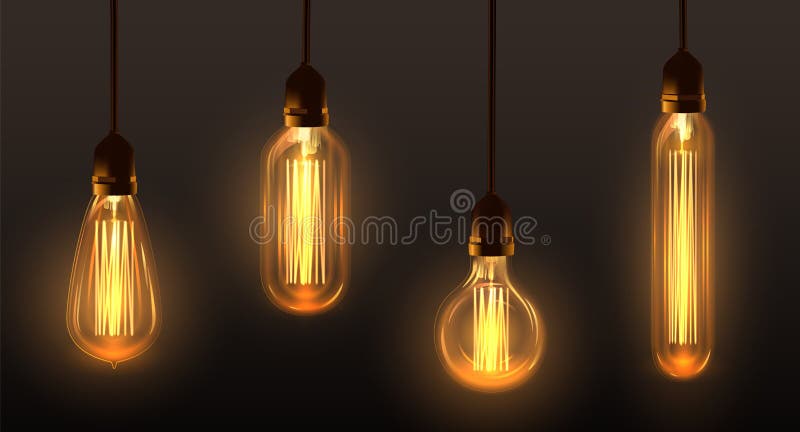 Set of Hanging Edison Light Bulbs, Vector Stock Vector - Illustration ...