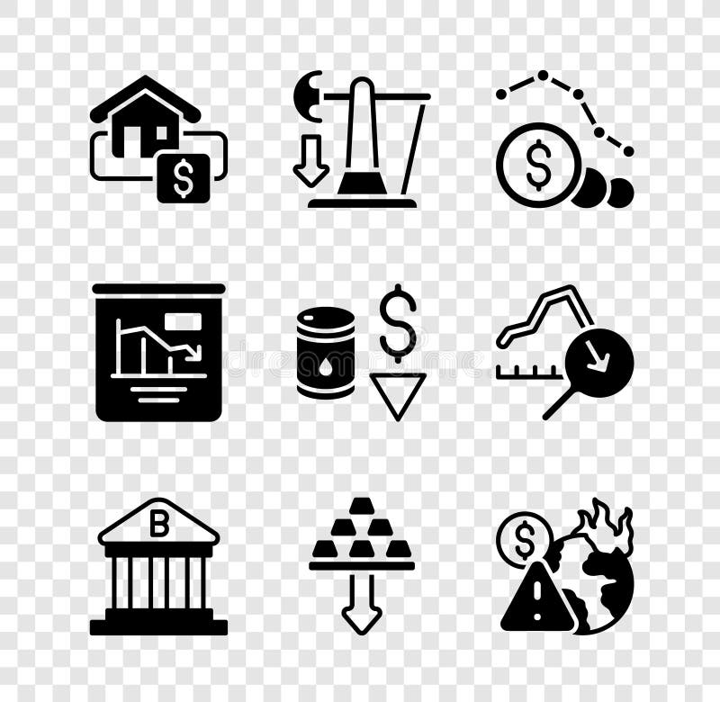 Set Hanging Sign with Sale, Drop Crude Oil Price, Dollar Rate Decrease, Bank Building, Gold Bars ...
