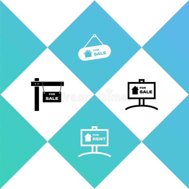 Set Hanging Sign with for Sale, Rent, and Icon. Vector Stock Vector ...