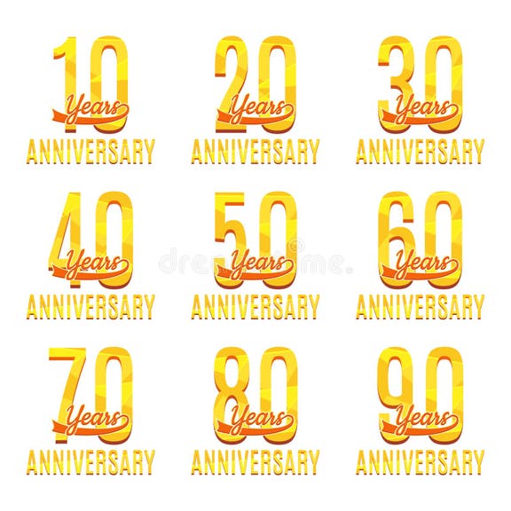 Set of Happy Anniversary Labels Stock Vector - Illustration of present ...