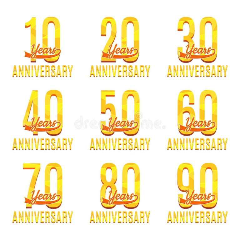 Set of Happy Anniversary Labels Stock Vector - Illustration of present ...