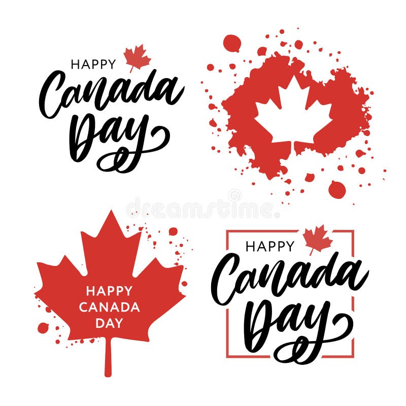 Happy Canada Day Hand Drawn Calligraphy Pen Brush Vector Stock ...