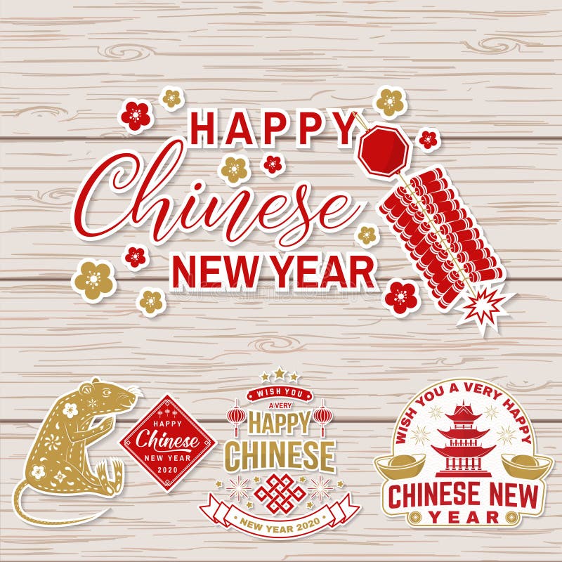 Set of Happy Chinese New Year Sticker Design. Vector. Chinese New Year ...