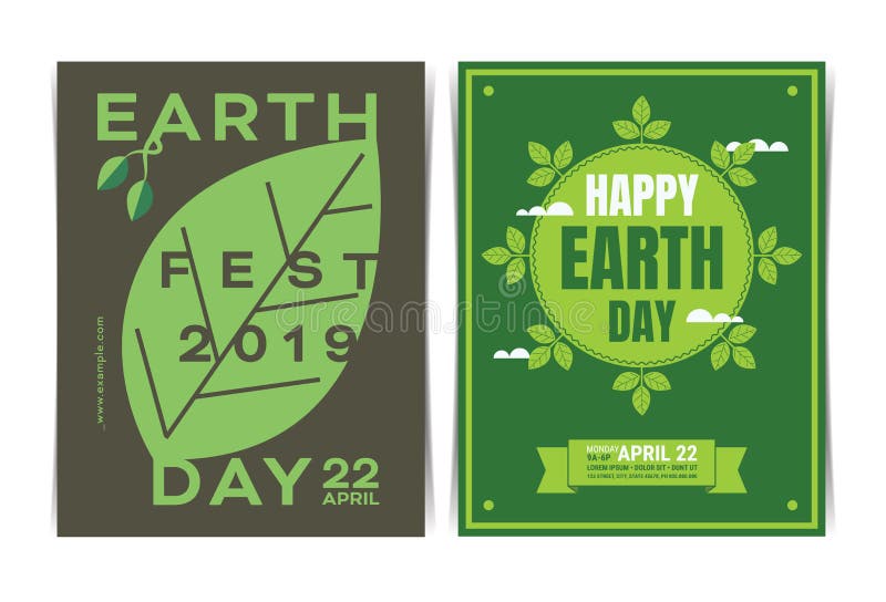 Set of Happy Earth Day Poster Templates. Stock Vector - Illustration of ...