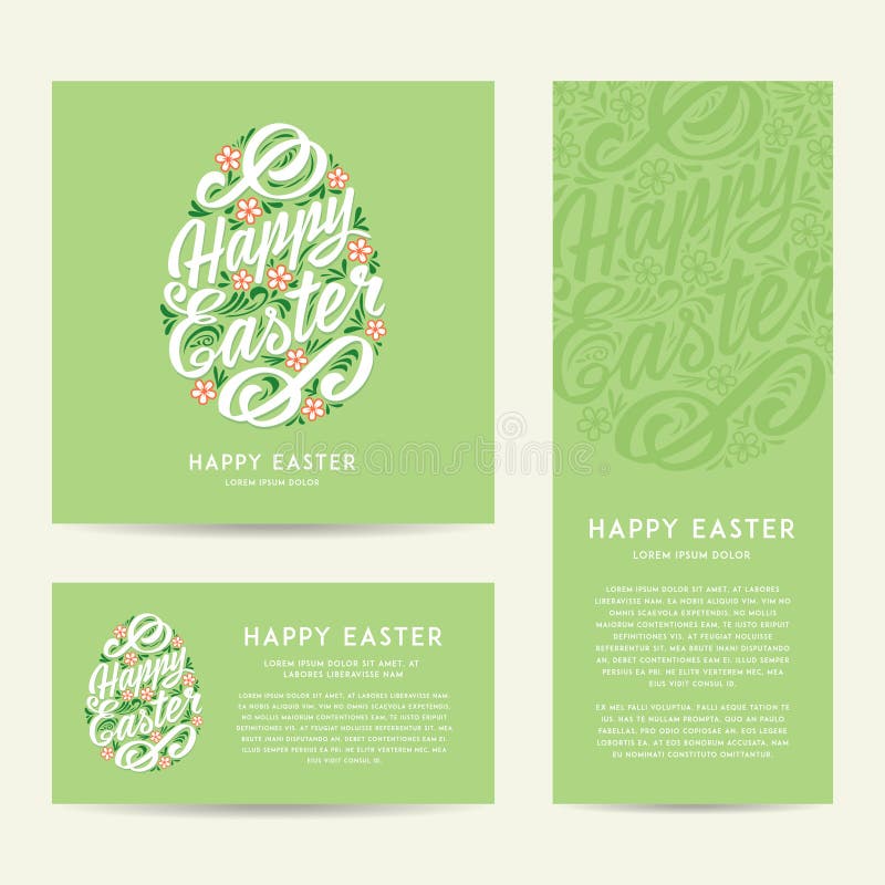 Set of Happy Easter Greeting Cards, Hand-drawing Lettering Stock Vector ...