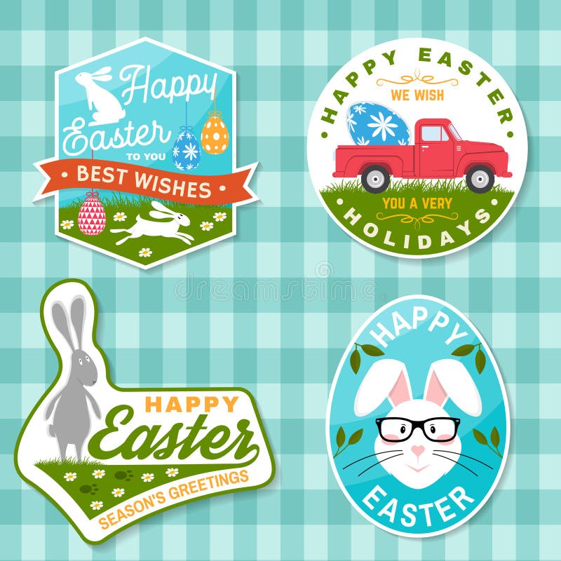 Rabbit on Pickup with Flowers. Happy Birthday Card. Flat, Cartoon ...