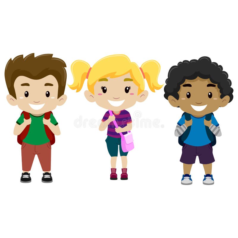 Set of Happy Kids As Student Stock Vector - Illustration of cartoon ...
