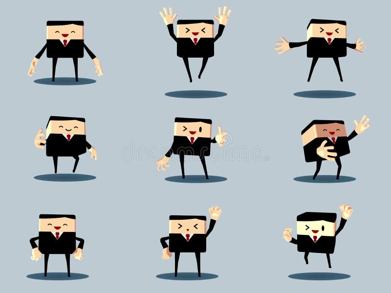 Set of Happy Office and Business Man Stock Vector - Illustration of ...