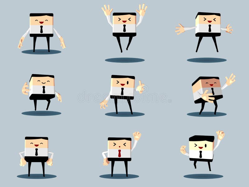 Set of Happy Office and Business Man Stock Vector - Illustration of ...