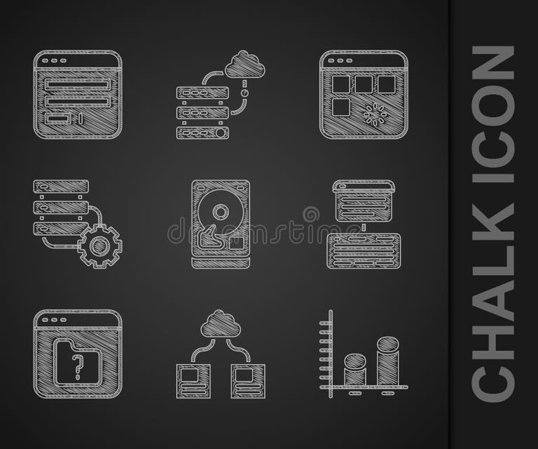 Set Hard Disk Drive HDD, Cloud Technology Data Transfer, Data Analysis, Server, Data, Web ...