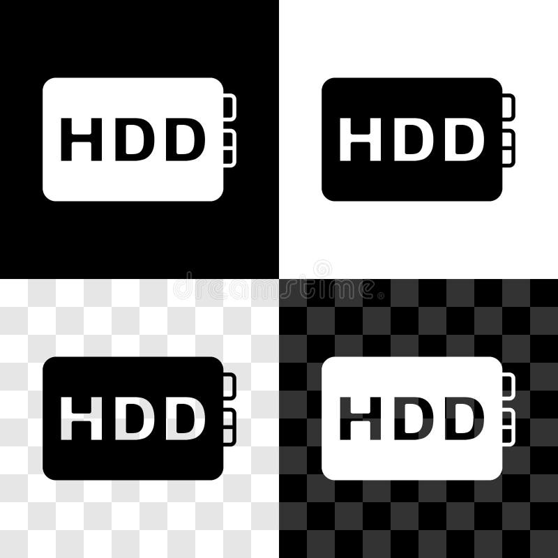 Set Hard Disk Drive HDD Icon Isolated on Black and White, Transparent ...