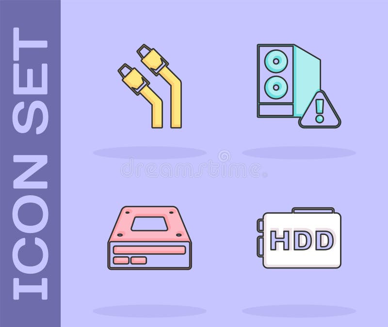 Set Hard Disk Drive HDD, LAN Cable Network Internet, Optical Disc and ...