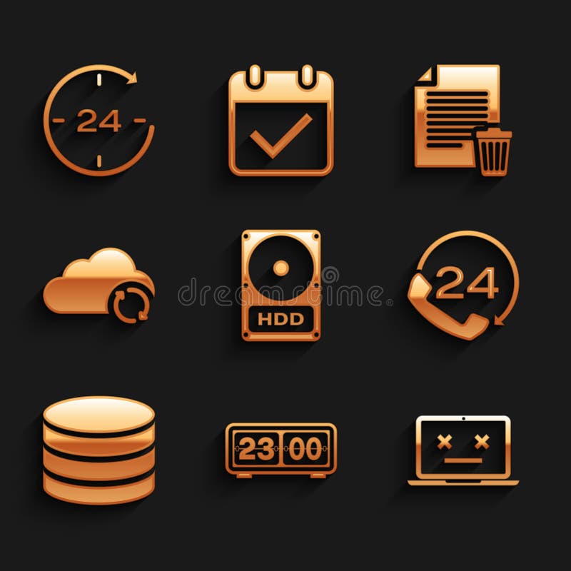 Set Hard Disk Drive HDD, Retro Flip Clock, Dead Laptop, Telephone 24 ... Set Hard Disk Drive HDD, Retro Flip Clock, Dead Laptop, Telephone 24 ...