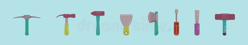 Set of Hardware Cartoon Icon Design Template with Various Models ...