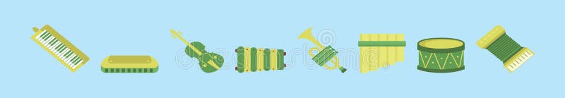 Set of Harmonica Cartoon Icon Design Template with Various Models ...