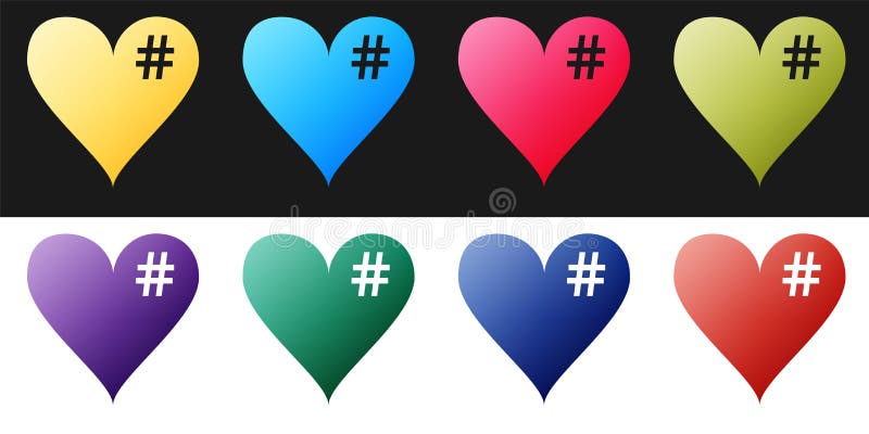 Color the Hash Love Icon. Hashtag Heart Symbol Icon Isolated on White ...