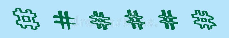 Set of Hash Tag Cartoon Icon Design Template with Various Models ...