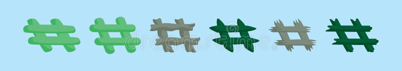 Set of Hash Tag Cartoon Icon Design Template with Various Models ...