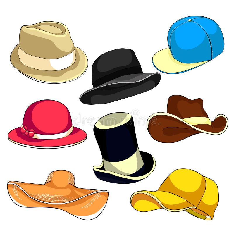 The Set Hat Cap Headgear. Vector Illustration Stock Vector ...