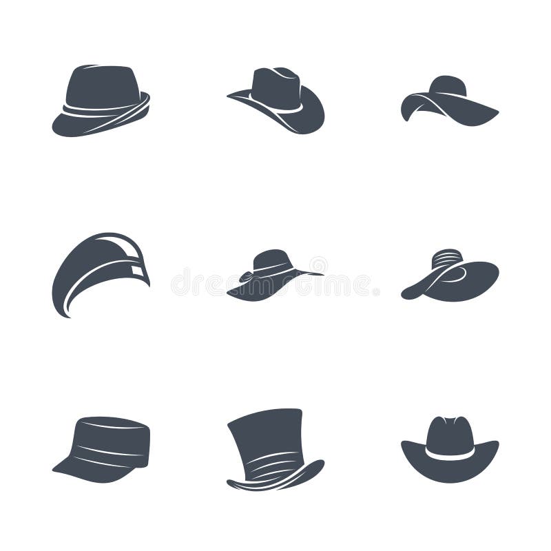 Set of Hat Logo Design Vector Illustration, Creative Hat Logo Design ...