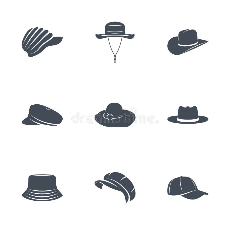 Set of Hat Logo Design Vector Illustration, Creative Hat Logo Design ...