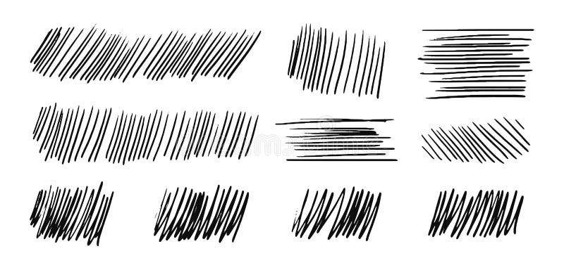 Set of Hatching Lines Diagonal, Vertical or Parallel Strokes. a Set of ...