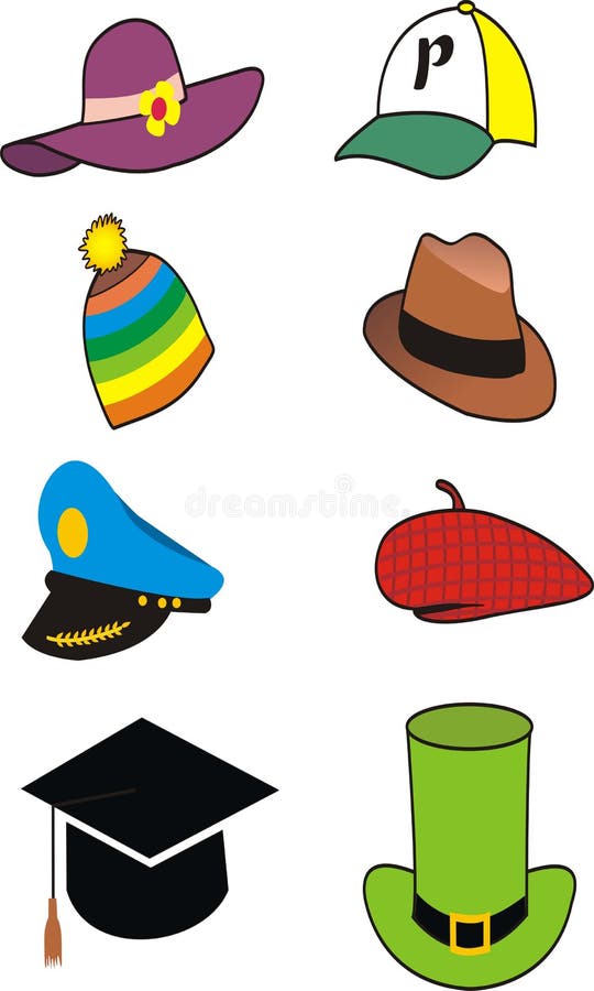 Different Profession Hats stock illustration. Illustration of colorful ...