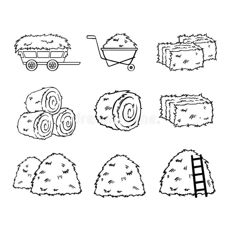 Set with Hay Line Symbol. Vector Illustration Stock Vector ...