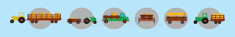Set of Hayride Cartoon Icon Design Template with Various Models. Vector ...