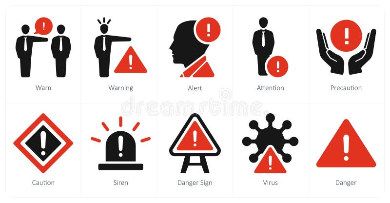 A Set of 10 Hazard Danger Icons As Warn, Warning, Alert Stock ...
