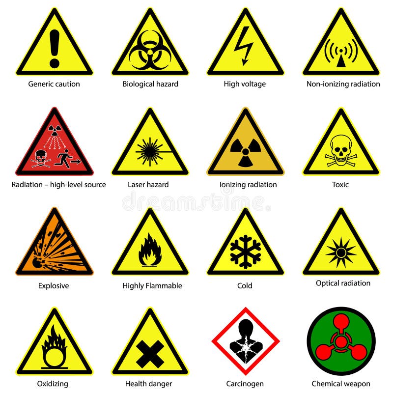 Set of Hazard symbols. stock illustration. Illustration of collection ...