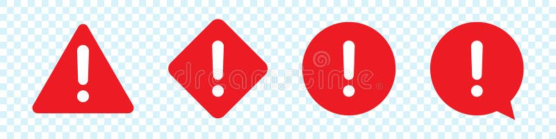 Set of Hazard Warning, Warn Symbol, Red Icon Flat Sign with Exclamation ...