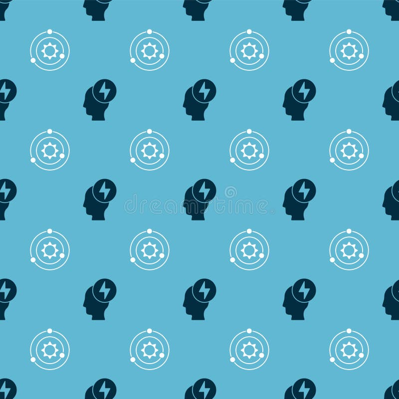 Set Head and Electric Symbol and Solar System on Seamless Pattern ...