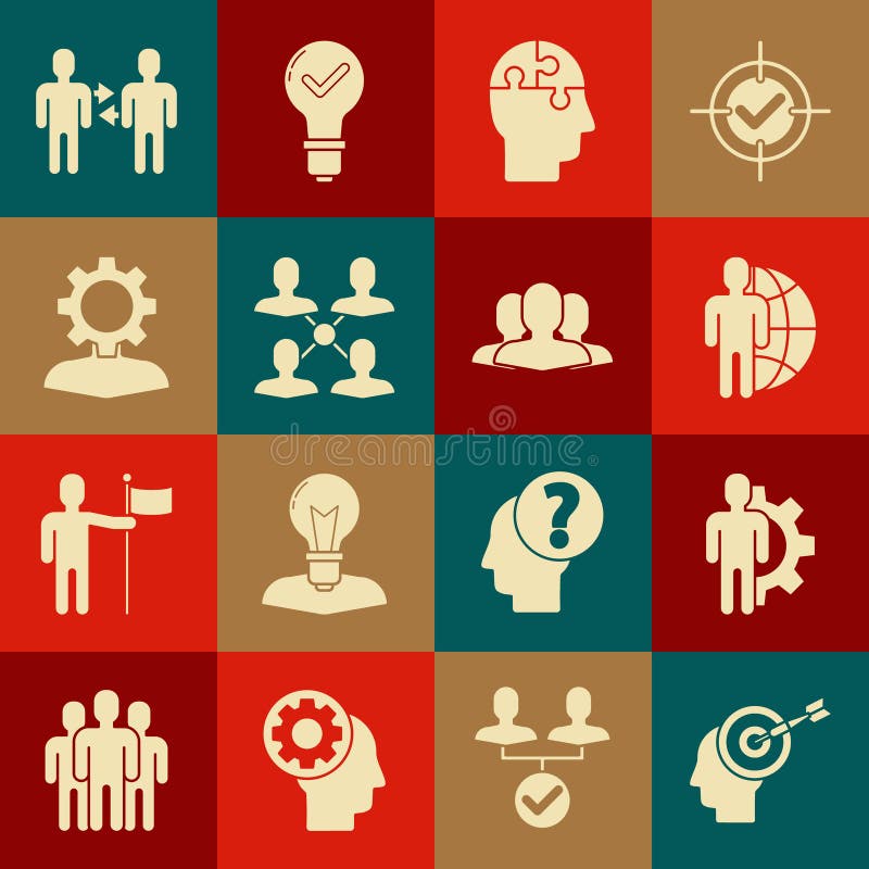 Set Head Hunting Concept, Human with Gear Inside, Globe and People ...