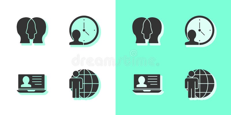 Set Head Hunting, Project Team Base, Laptop with Resume and Time ...