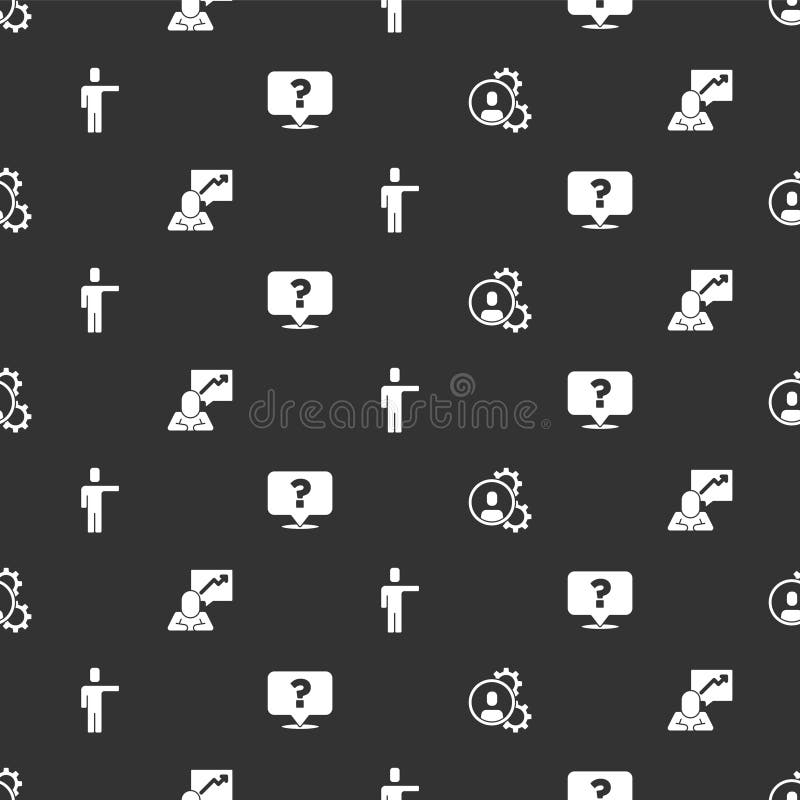 Set Head Hunting, Team Leader, and Question Mark on Seamless Pattern ...