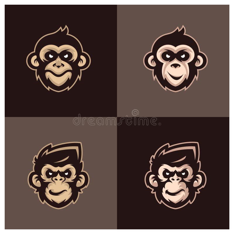 Set of Head Monkey Mascot Logo Template Vector. Creative Monkey Logo ...