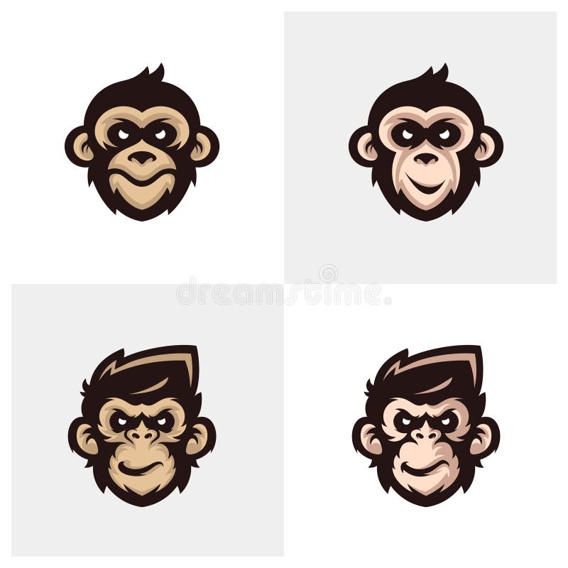 Set of Head Monkey Mascot Logo Template Vector. Creative Monkey Logo ...